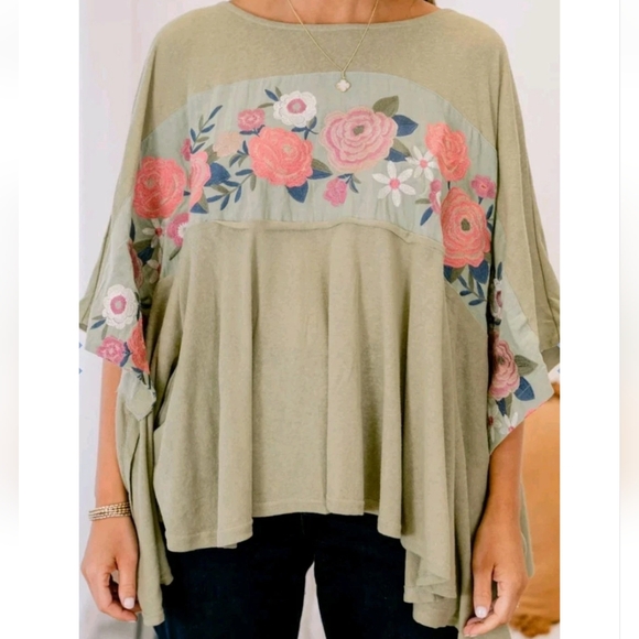 Savanna Jane | Tops | Savanna Jane Embroidered Cotton Top Ml Flowy Boho ...